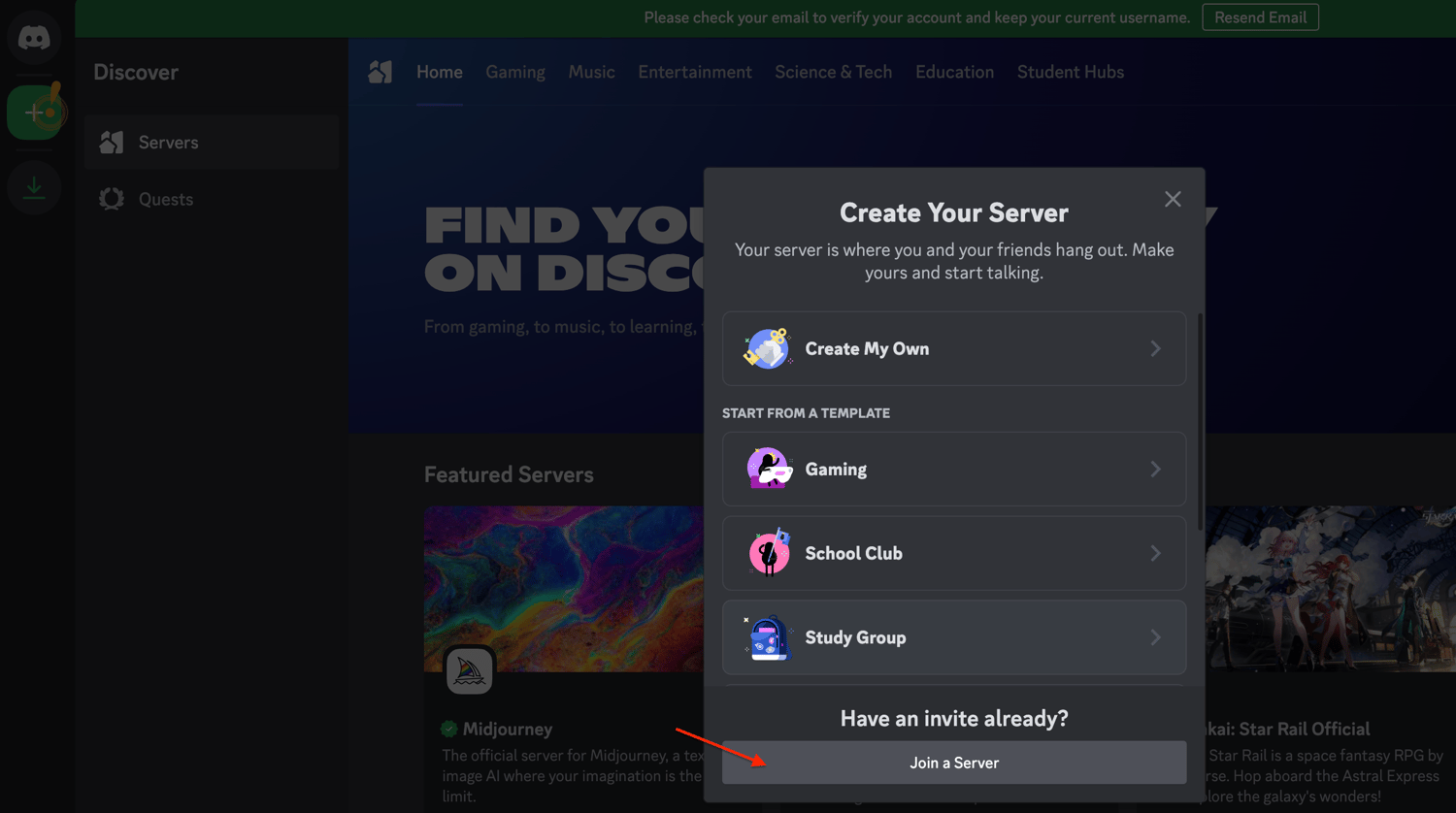 Joining the Circuit Stream Discord Server with an Existing Account